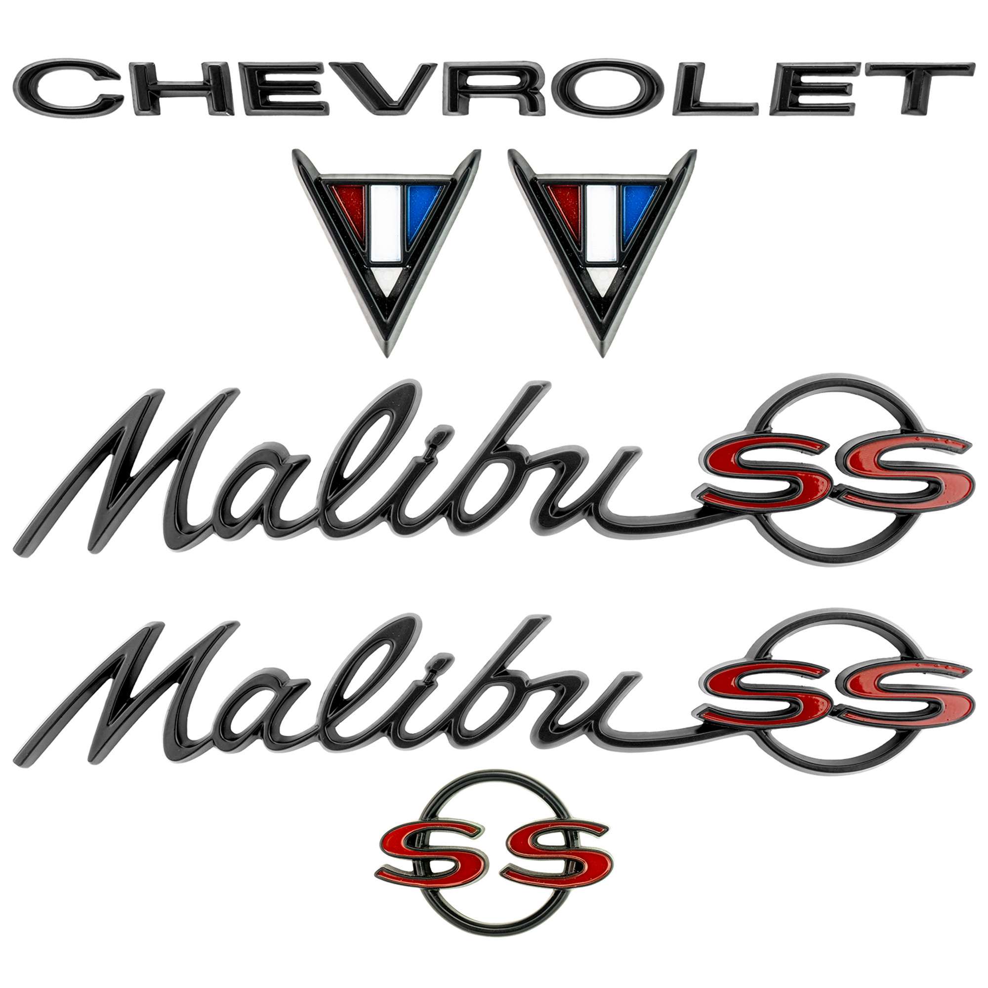 1964-1967 Chevrolet Malibu SS Emblem Kit Black And Red | TNT Auto Parts LLC