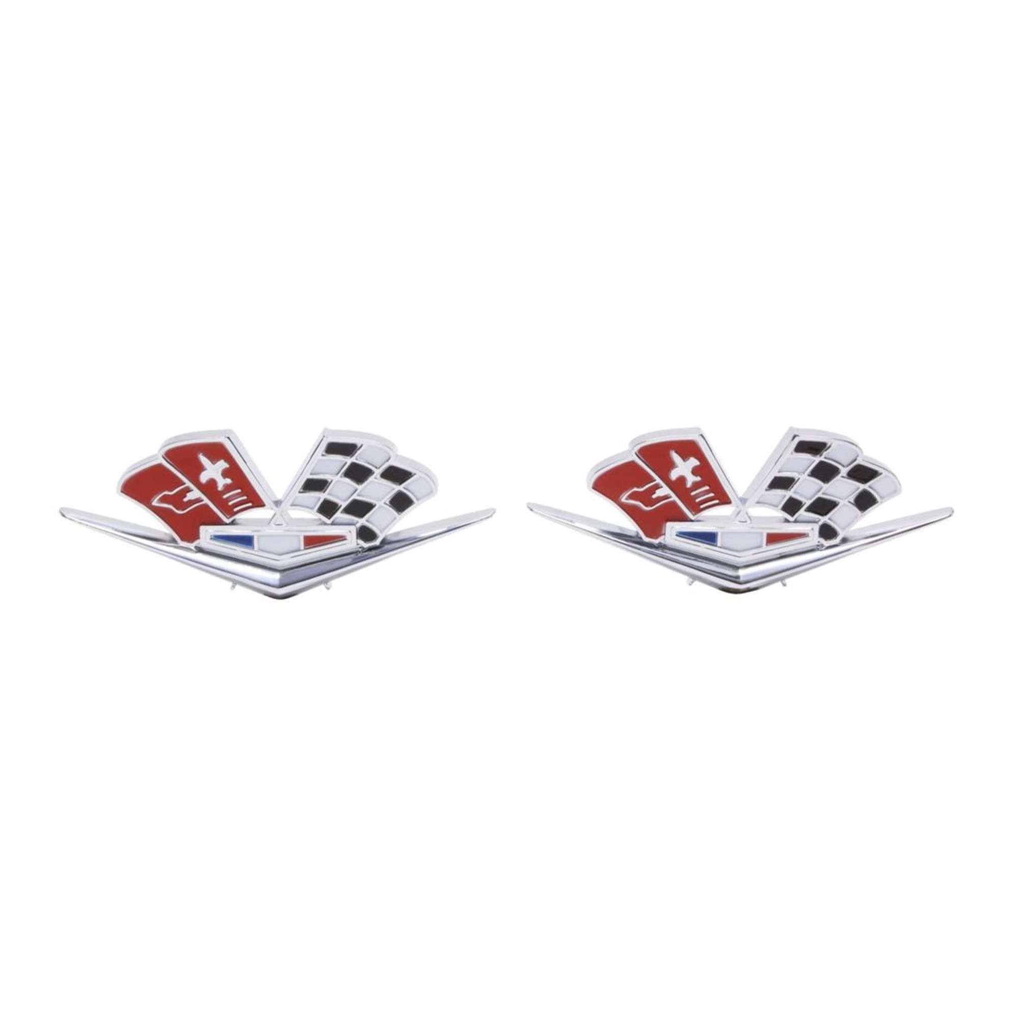 1963-1966 Chevrolet Corvette Fender Flag Emblems W/ Hardware | TNT Auto ...